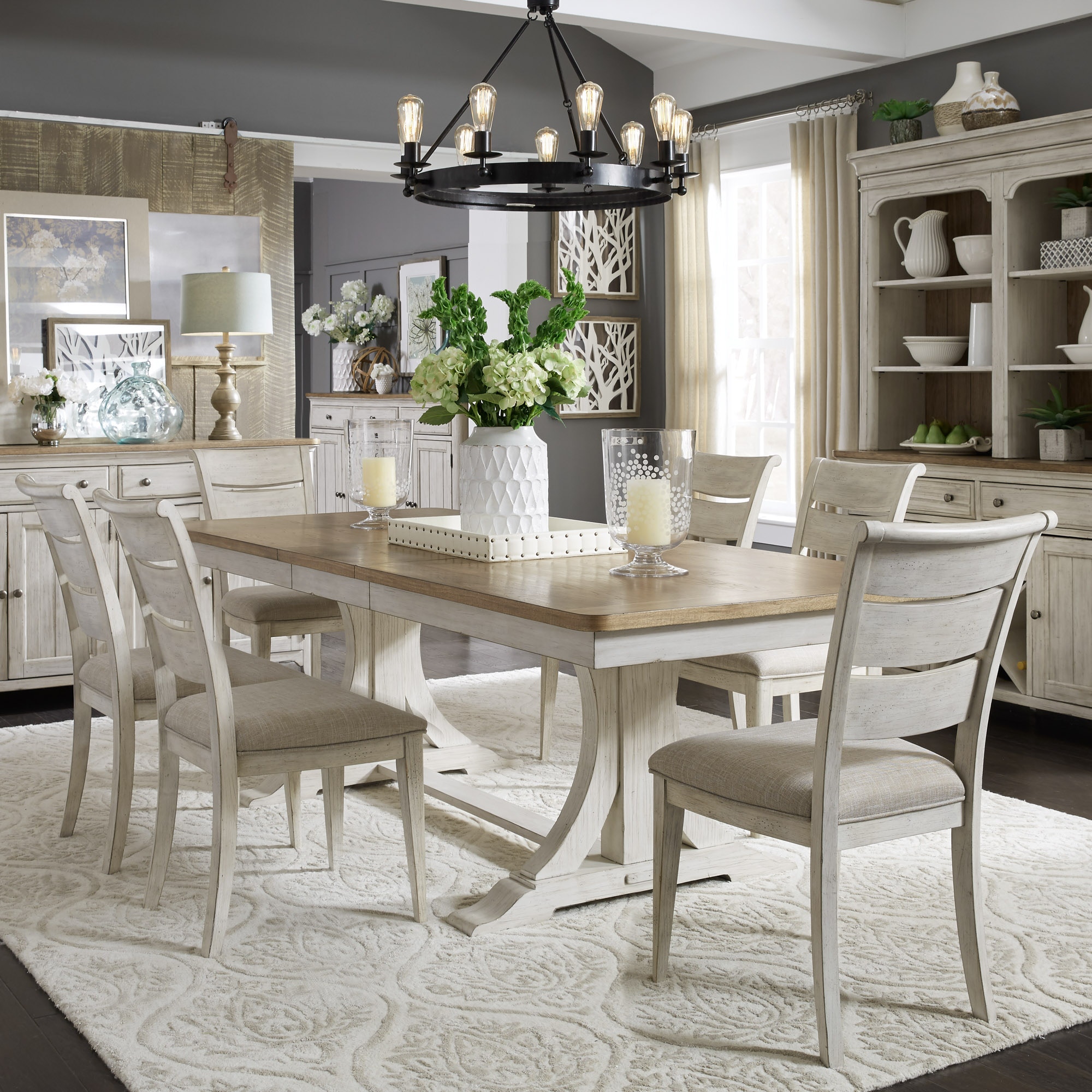 Liberty Furniture Casual Dining Opt 7 Piece Trestle Table Set 652-DR ...