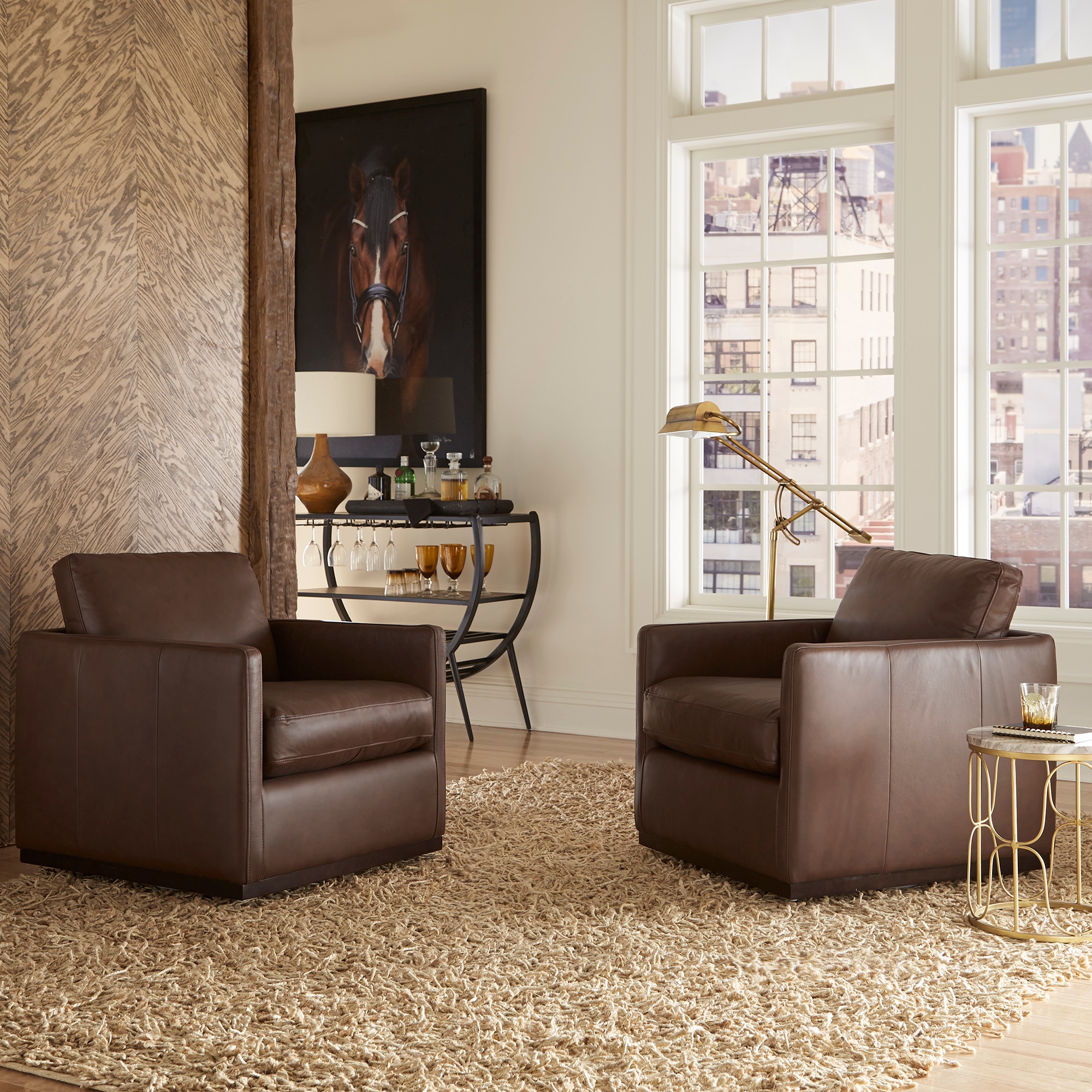 Liberty Furniture Living Room Leather Swivel Accent Chair - Timber (Qty ...
