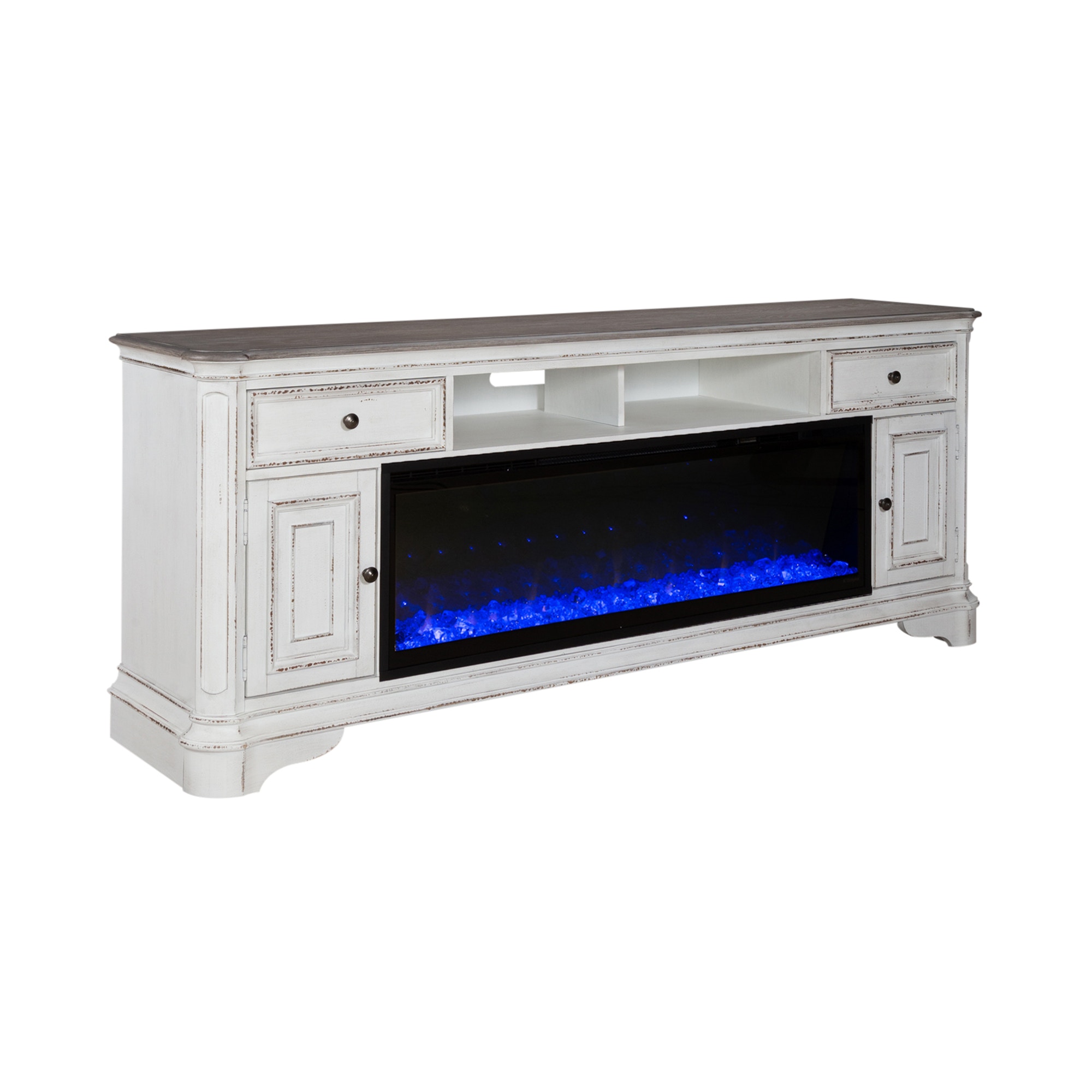 Liberty Furniture Living Room 244 82 Inch Console with Fire FIRE-BOX ...