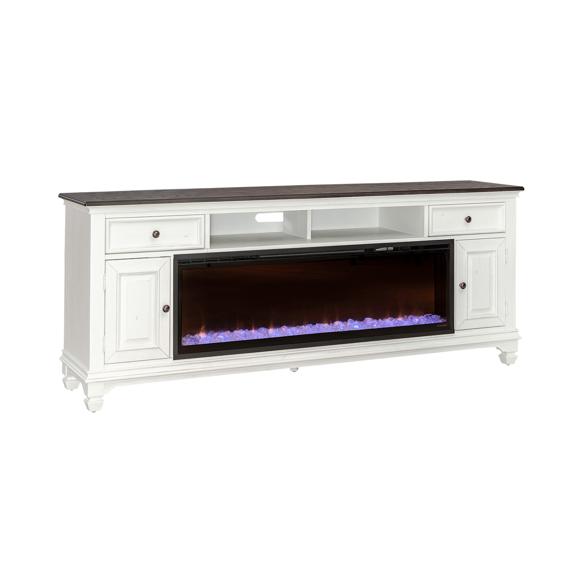 Liberty Furniture Living Room 417 80 Inch Console with Fire FIRE-BOX ...