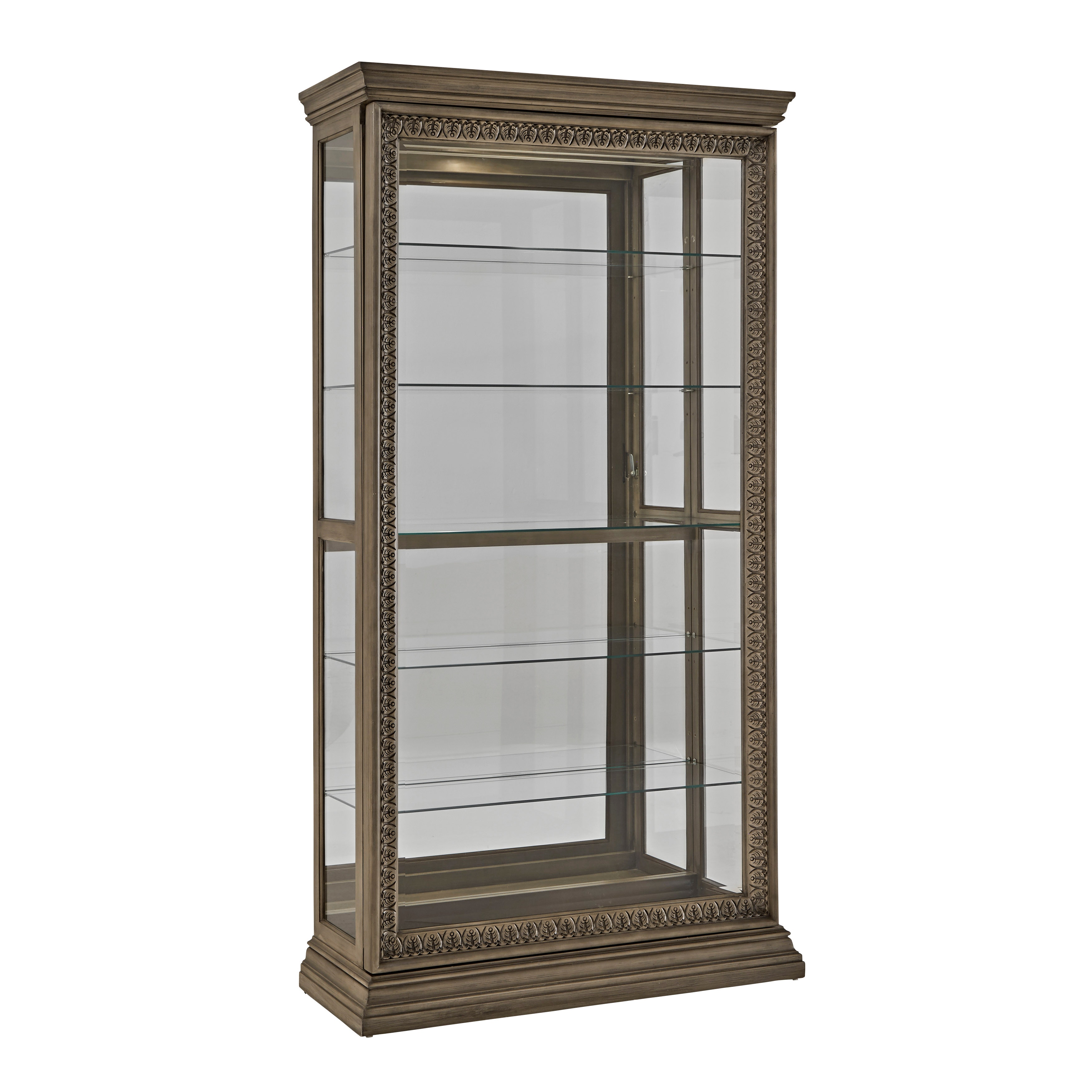 PFC Living Room Sliding Door Curio with Glass Shelves P021784 | Hickory ...
