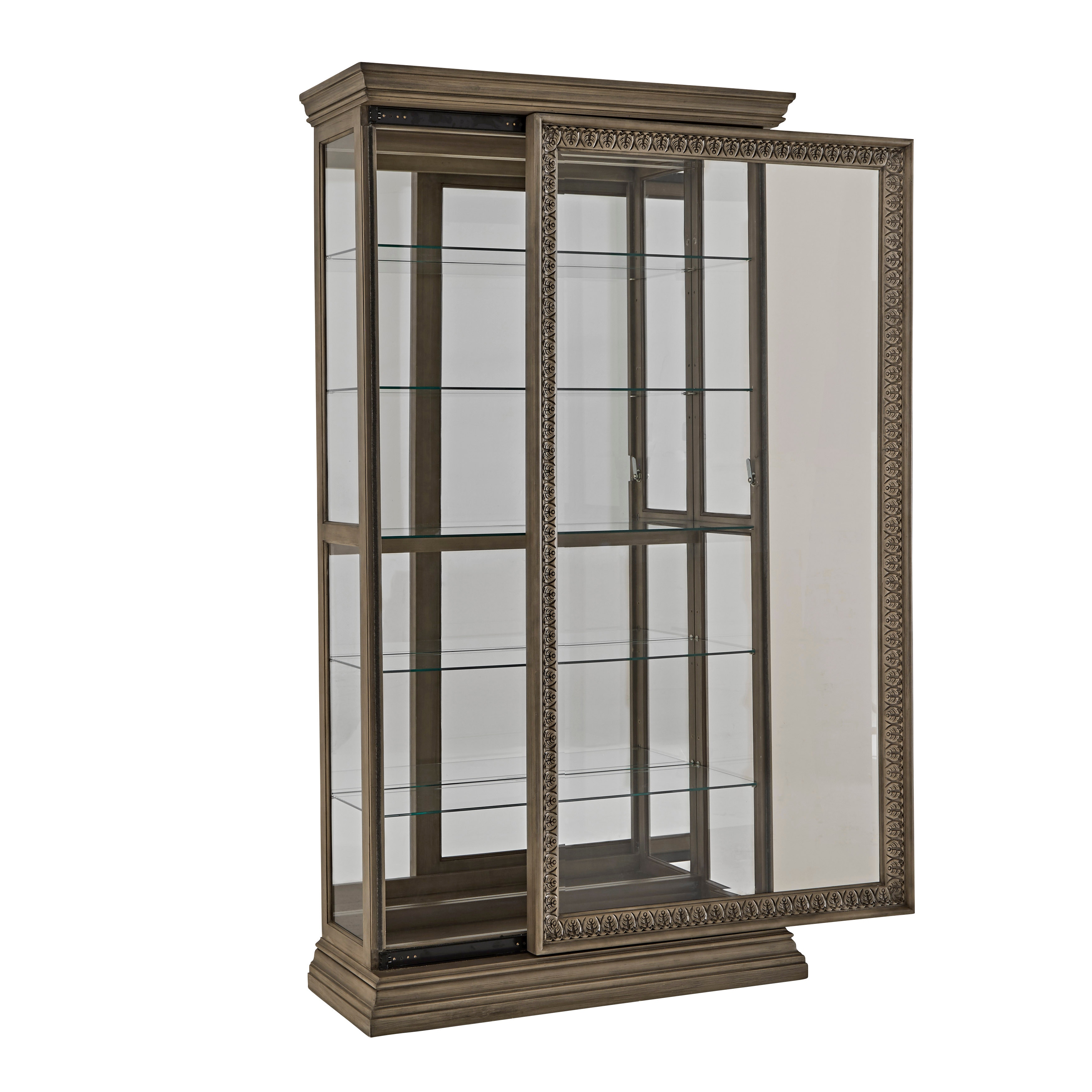 PFC Living Room Sliding Door Curio with Glass Shelves P021784 | Hickory ...