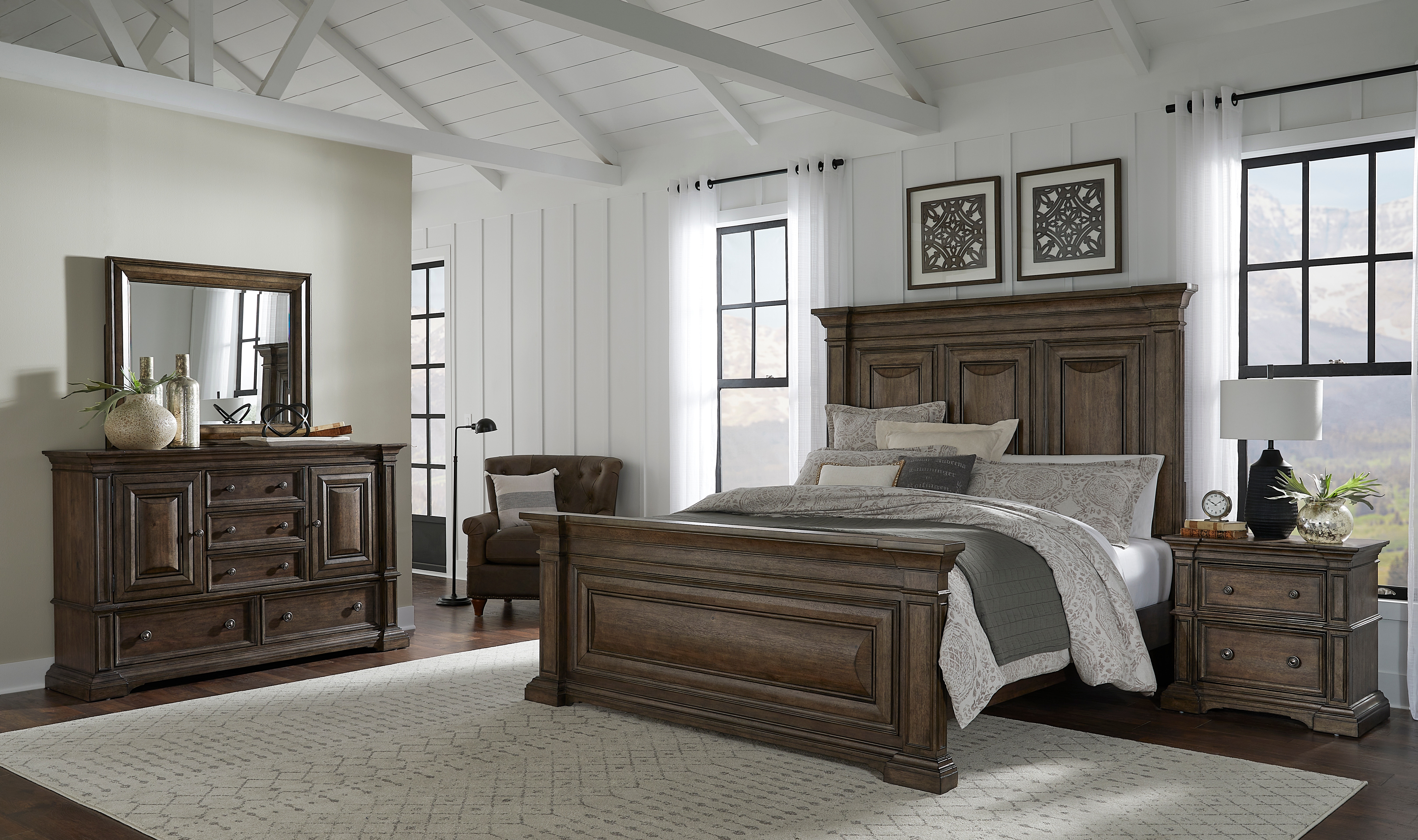 Pulaski Furniture Bedroom Woodbury King Panel Bed P351-BR-K3 - Pulaski ...