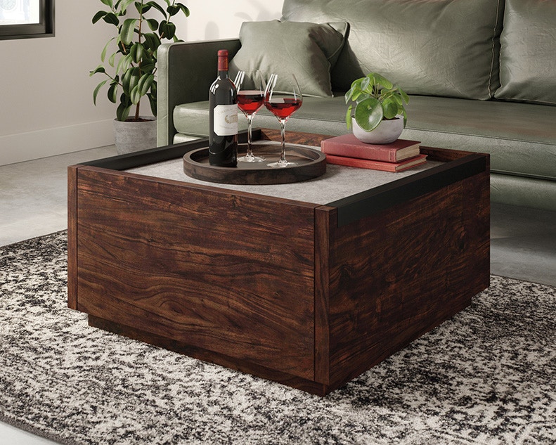 Shop our Modern Square Coffee Table in Rich Walnut by Sauder | 430360 ...