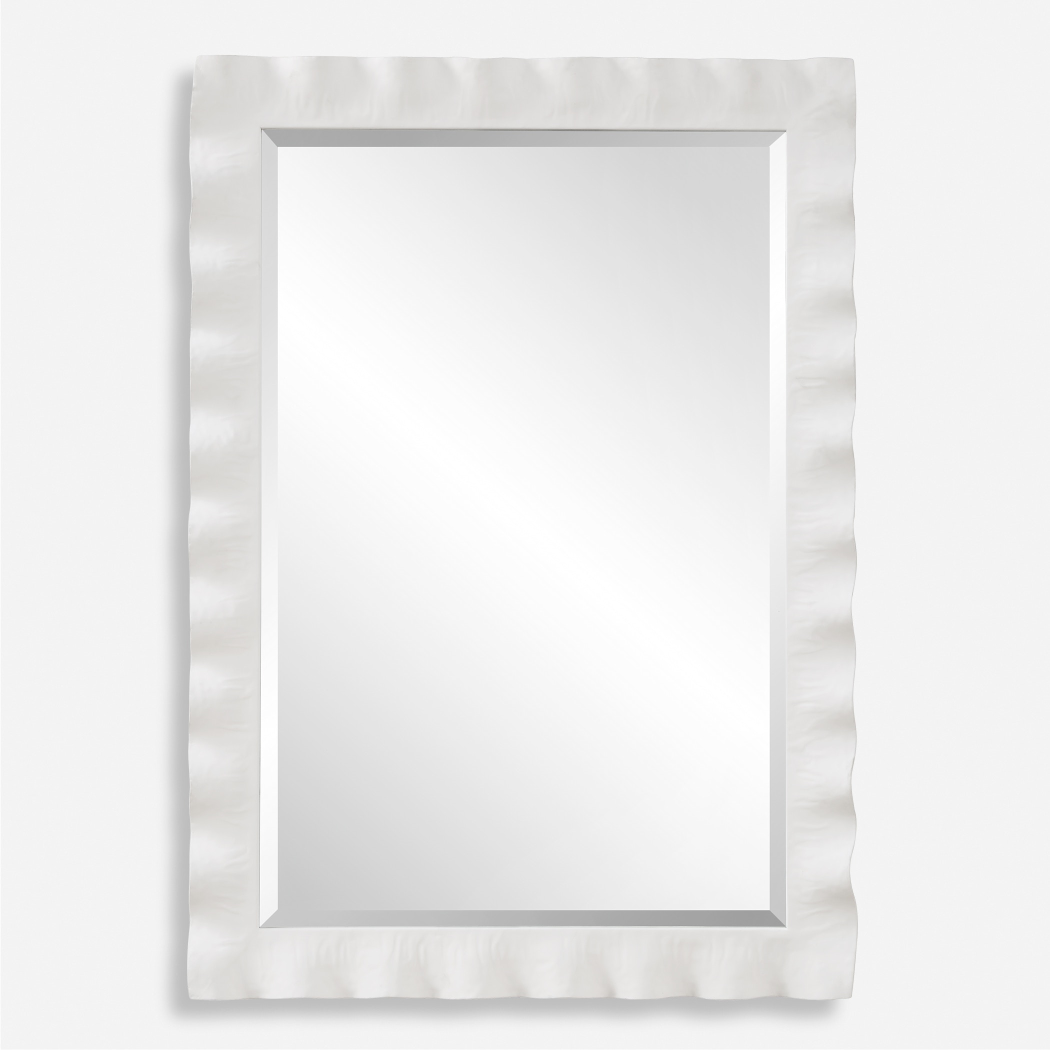 Haya White Scalloped Mirror UT09981