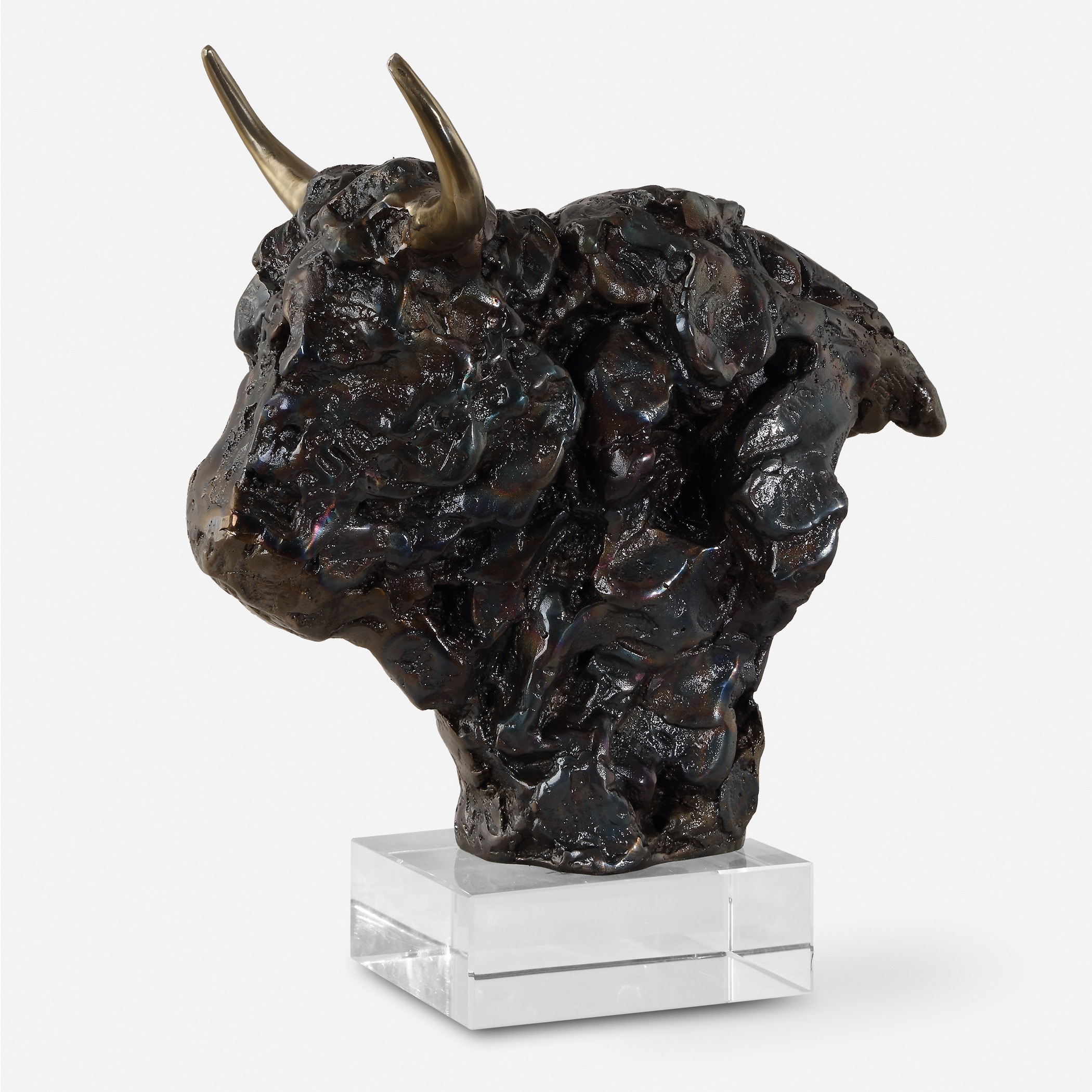 Uttermost Home Accents Bison Bust Bronze Sculpture 18148 | Hickory ...