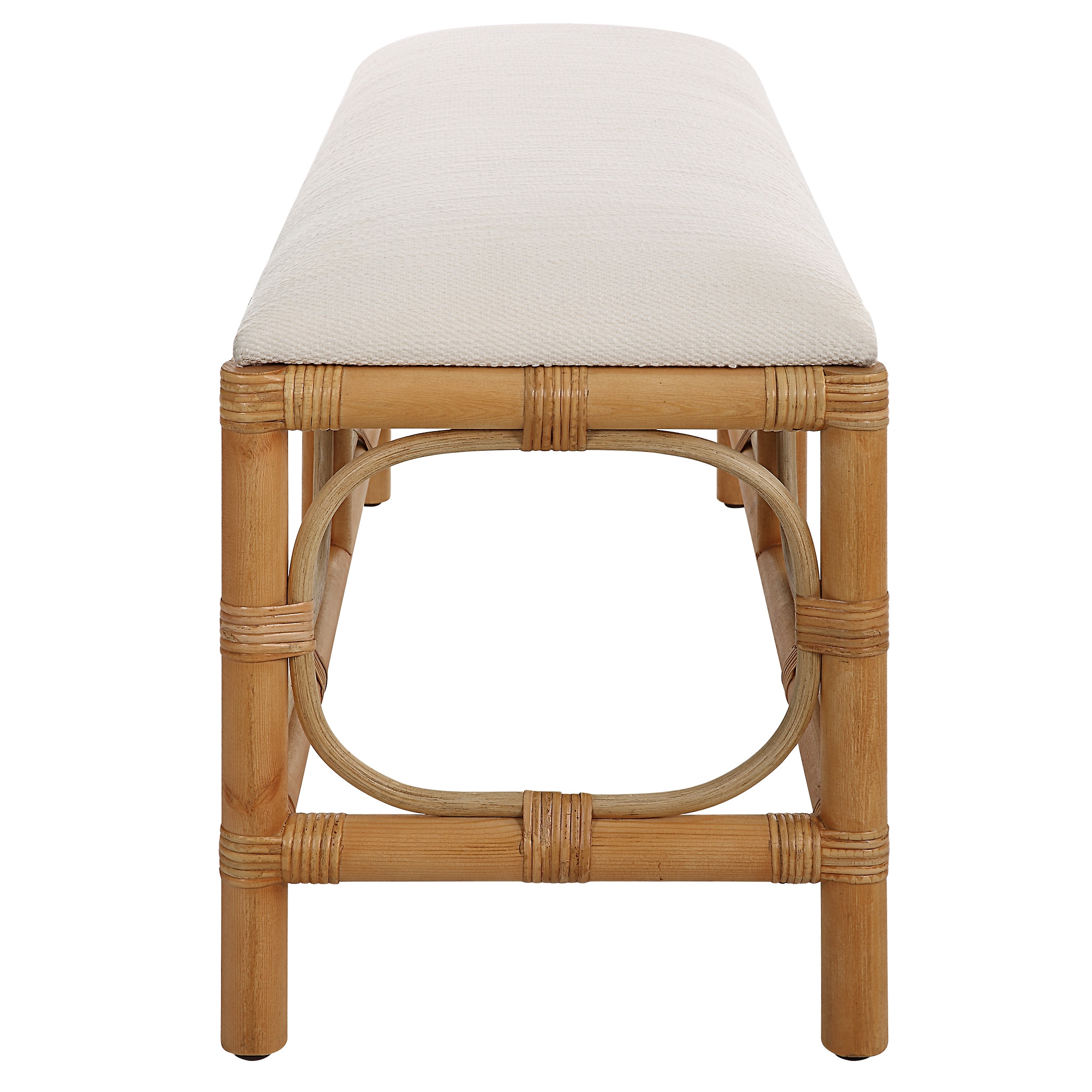 Uttermost Bedroom Laguna White Fabric Rattan Bench 23755 - Carol House ...
