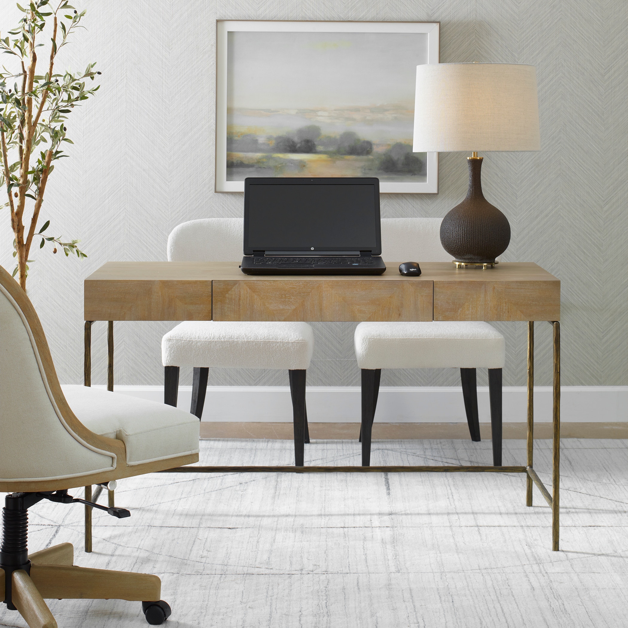 Wood desk with gold legs store