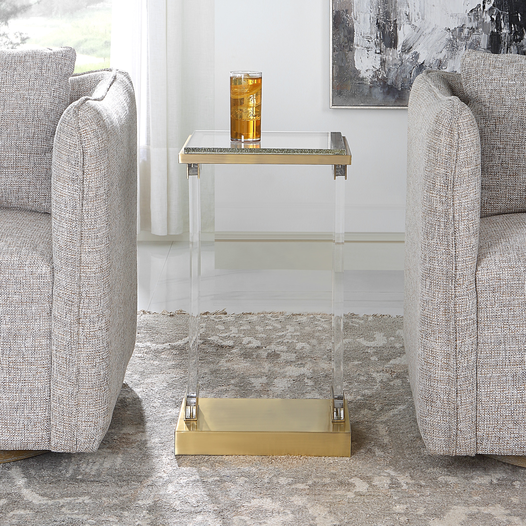 Uttermost Living Room Muse Seeded Glass Accent Table 25291 - Woodbridge ...