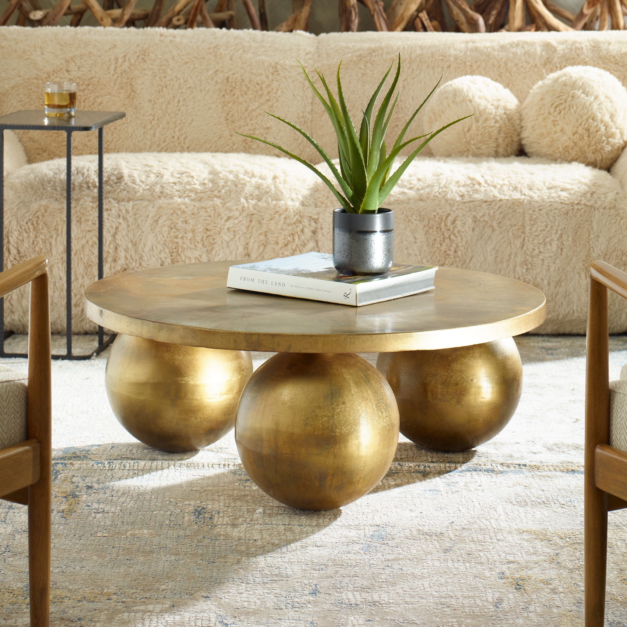 Hammered brass coffee table store
