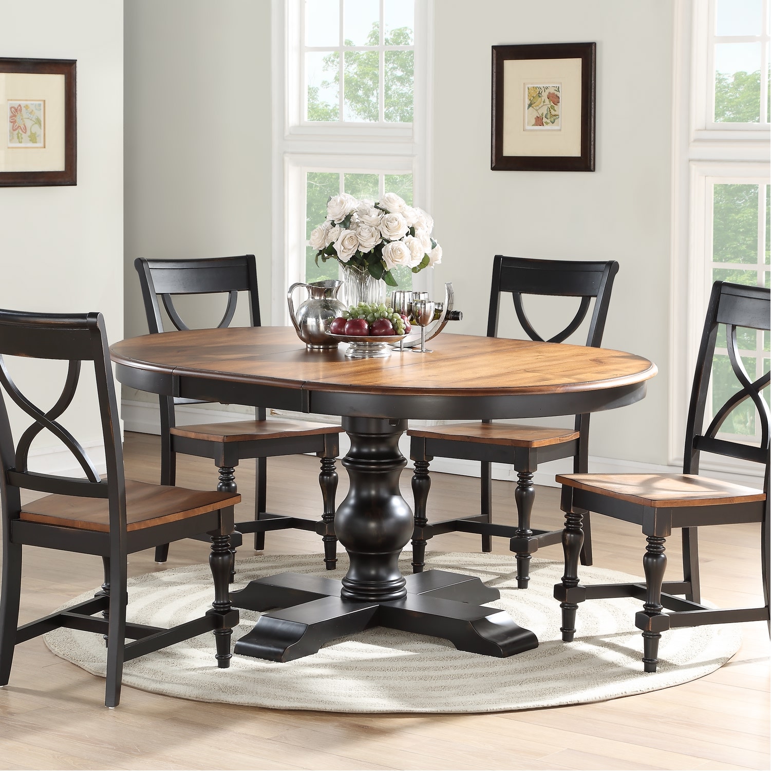 Winners Only Torrance - Ebony DT34866SE 66" Pedestal Table with 18" Leaf