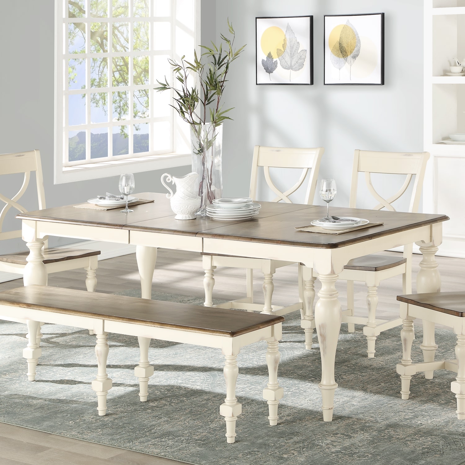 Winners Only Torrance - White 78'' Leg Table With 18'' Butterfly Leaf ...