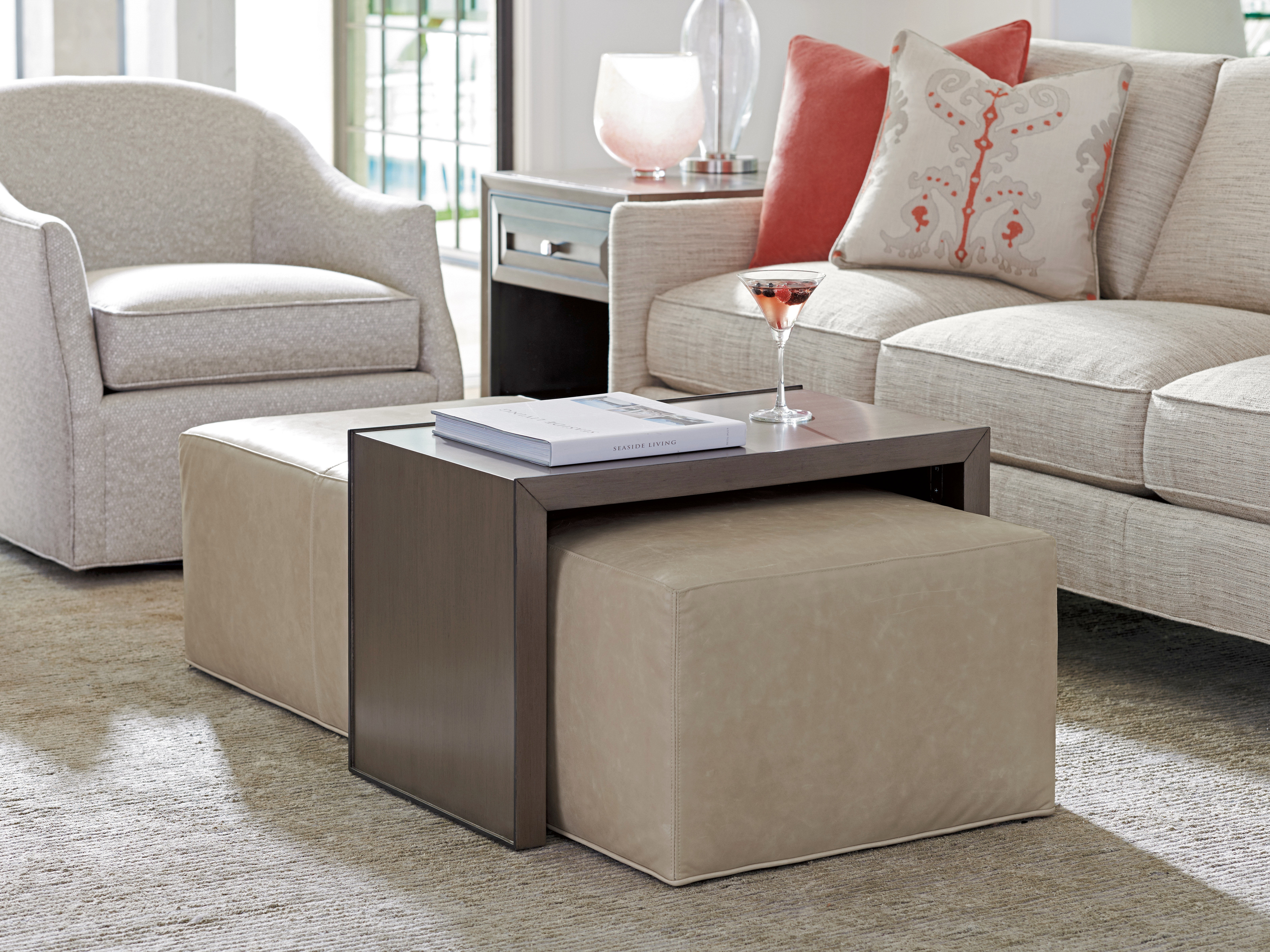 Ottoman coffee table with slide store