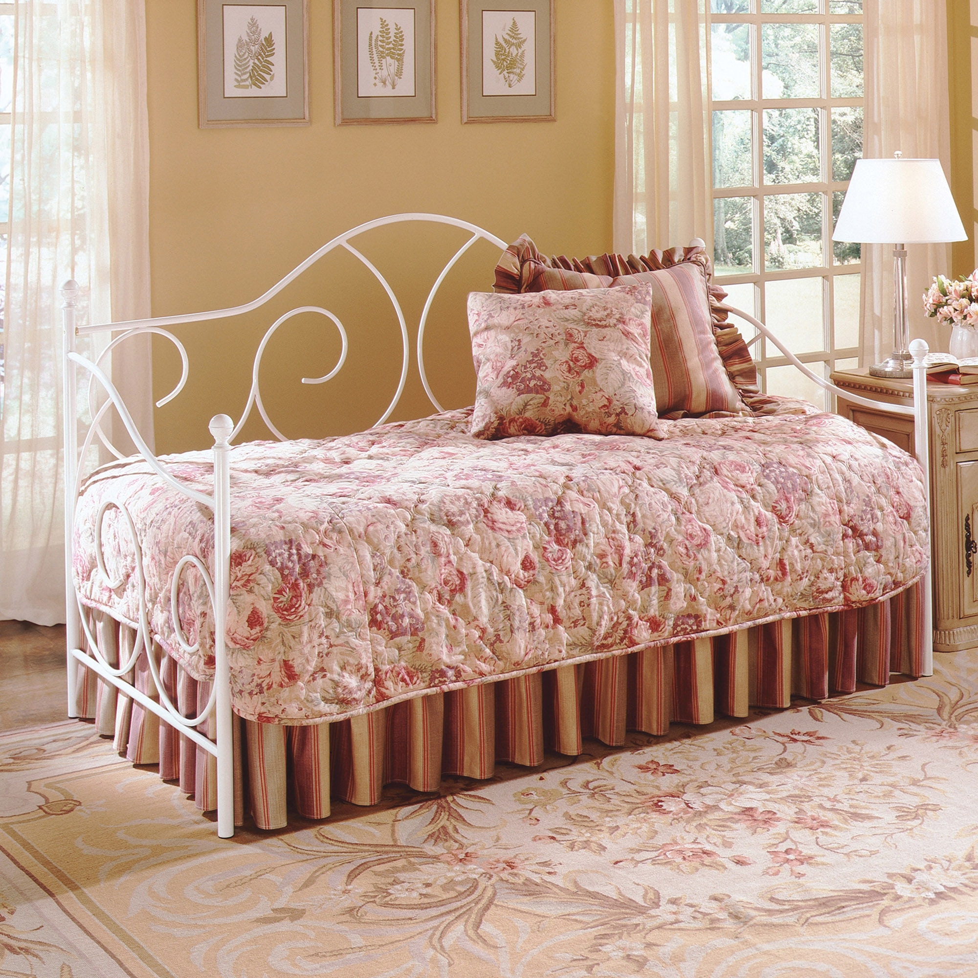 Leggett Platt Bedroom Caroline Metal Daybed Frame with Gently Sloping Back and Side Panels