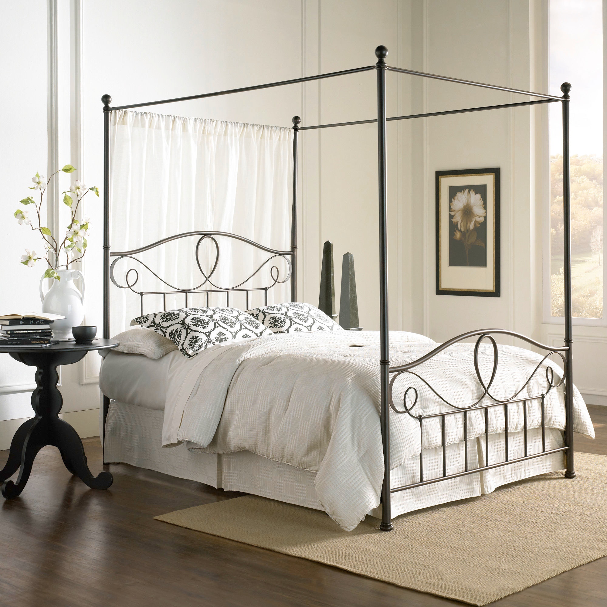 Metal canopy bed california king store