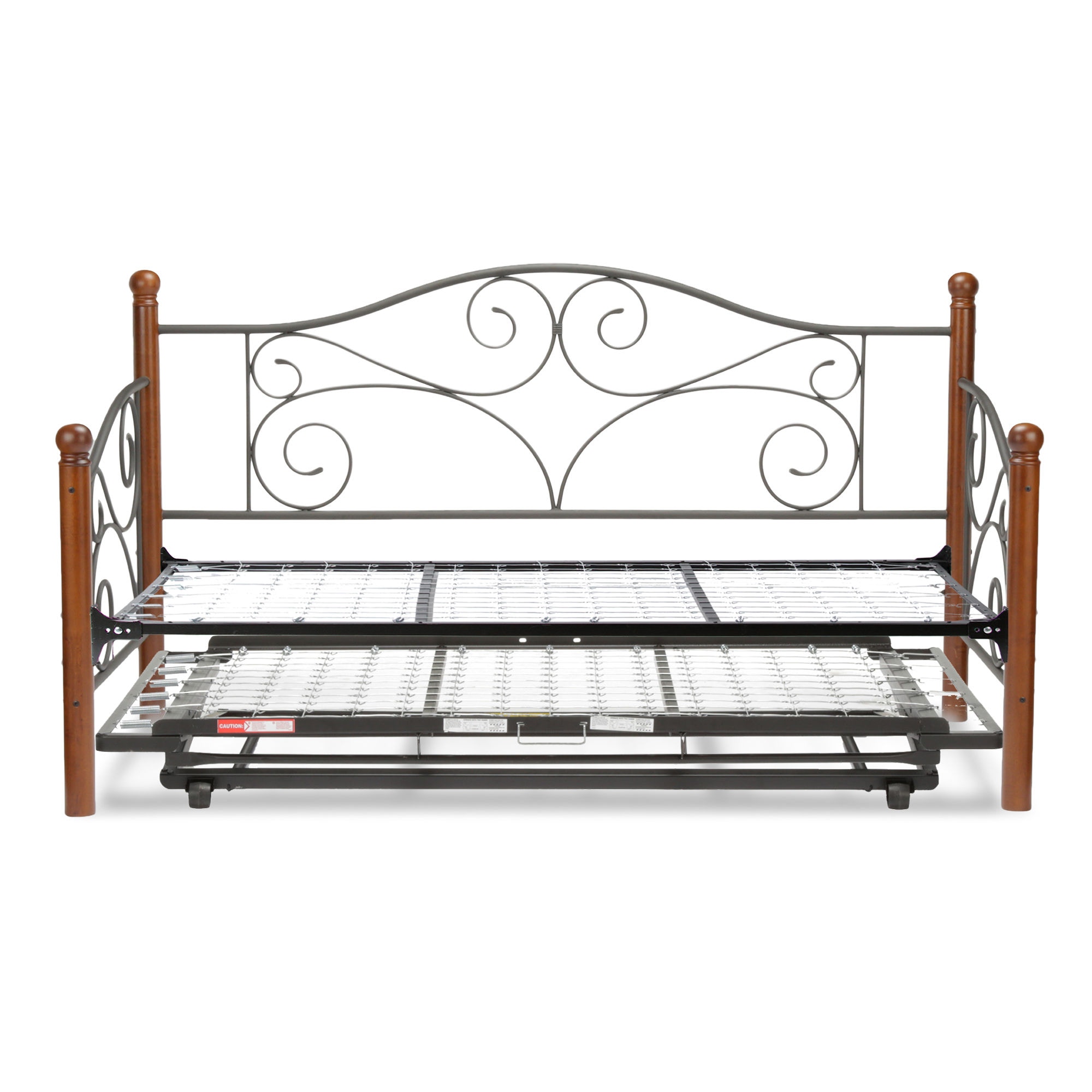 Leggett Platt Bedroom Doral Complete Metal Daybed with Link Spring Support Frame and Pop Up