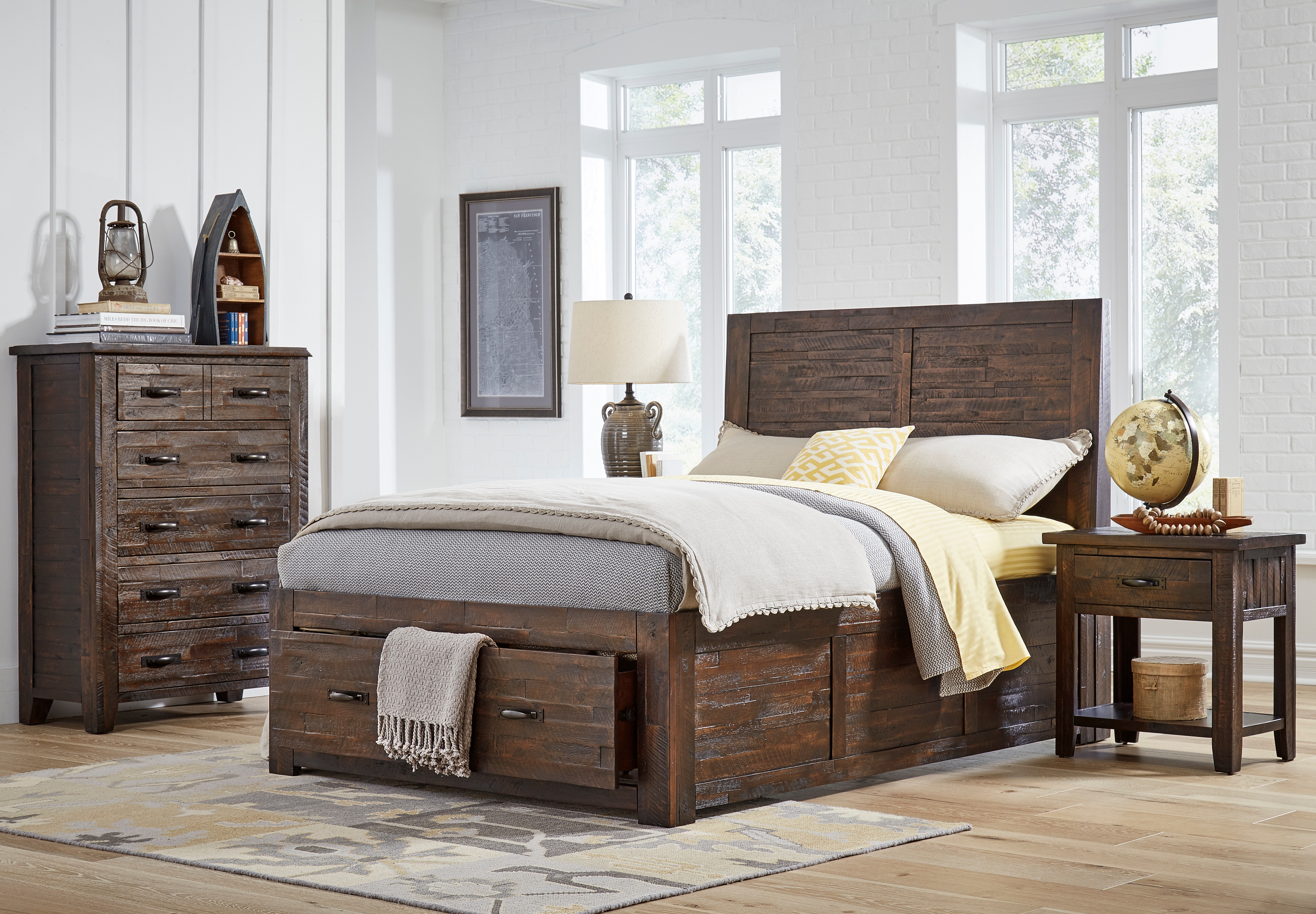 Jofran Bedroom Jackson Lodge Full Footboard, Drawers, Slats 1605-76 ...