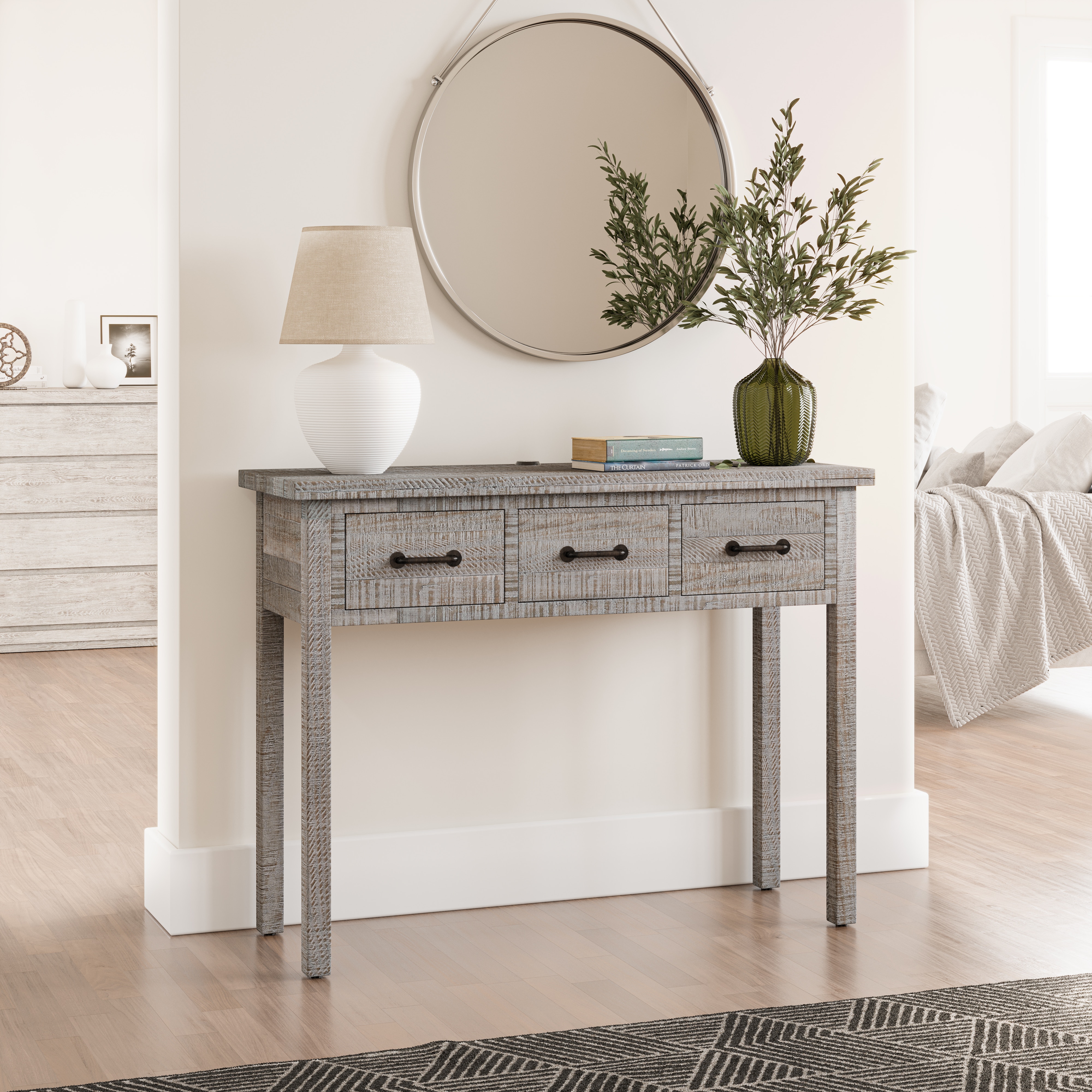 Jofran Living Room North Coast 3 Drawer Accent Console 2065-42 | Hickory Furniture Mart | Hickory