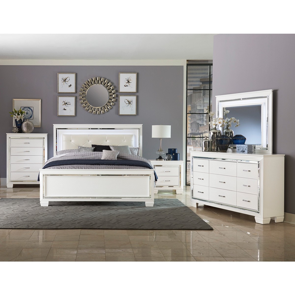 Headboard with mirror and lights store
