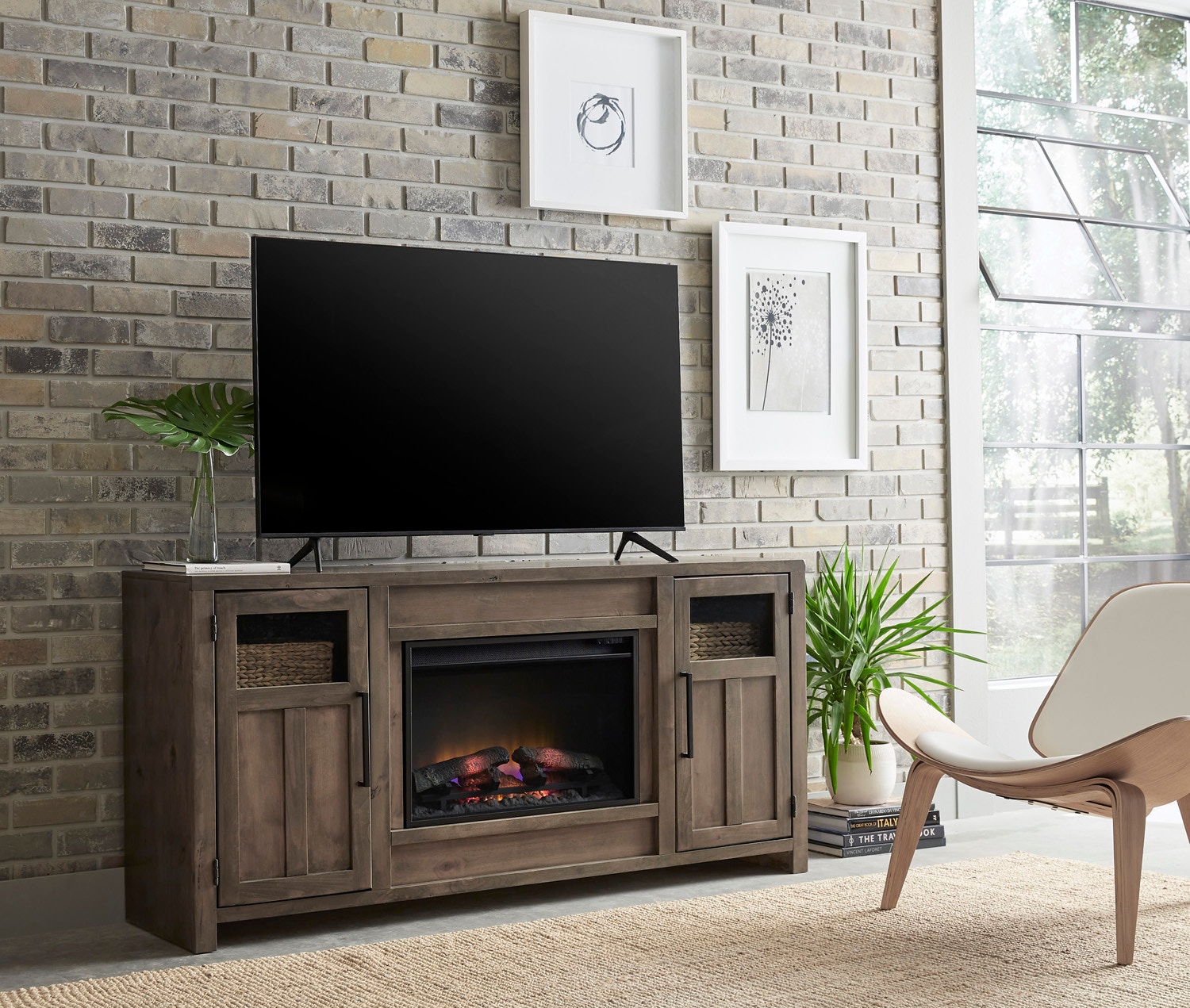 aspenhome Living Room 68 Inch Fireplace Console DTT1942-SBR - Carol ...