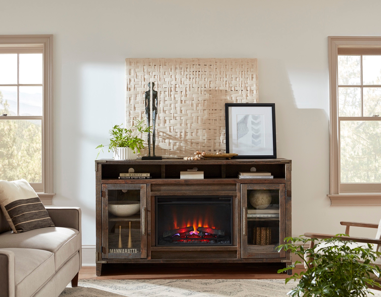 Aspenhome Living Room 66 Inch Highboy Fireplace Console WDJ1940-BDL ...