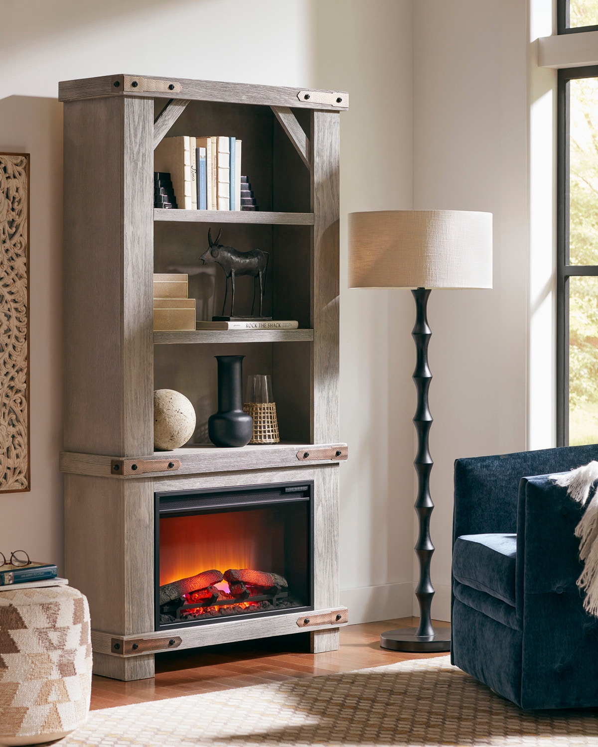 aspenhome Sawyer 74'' Fireplace Display Case WMO3472F/12-LGH - Portland ...