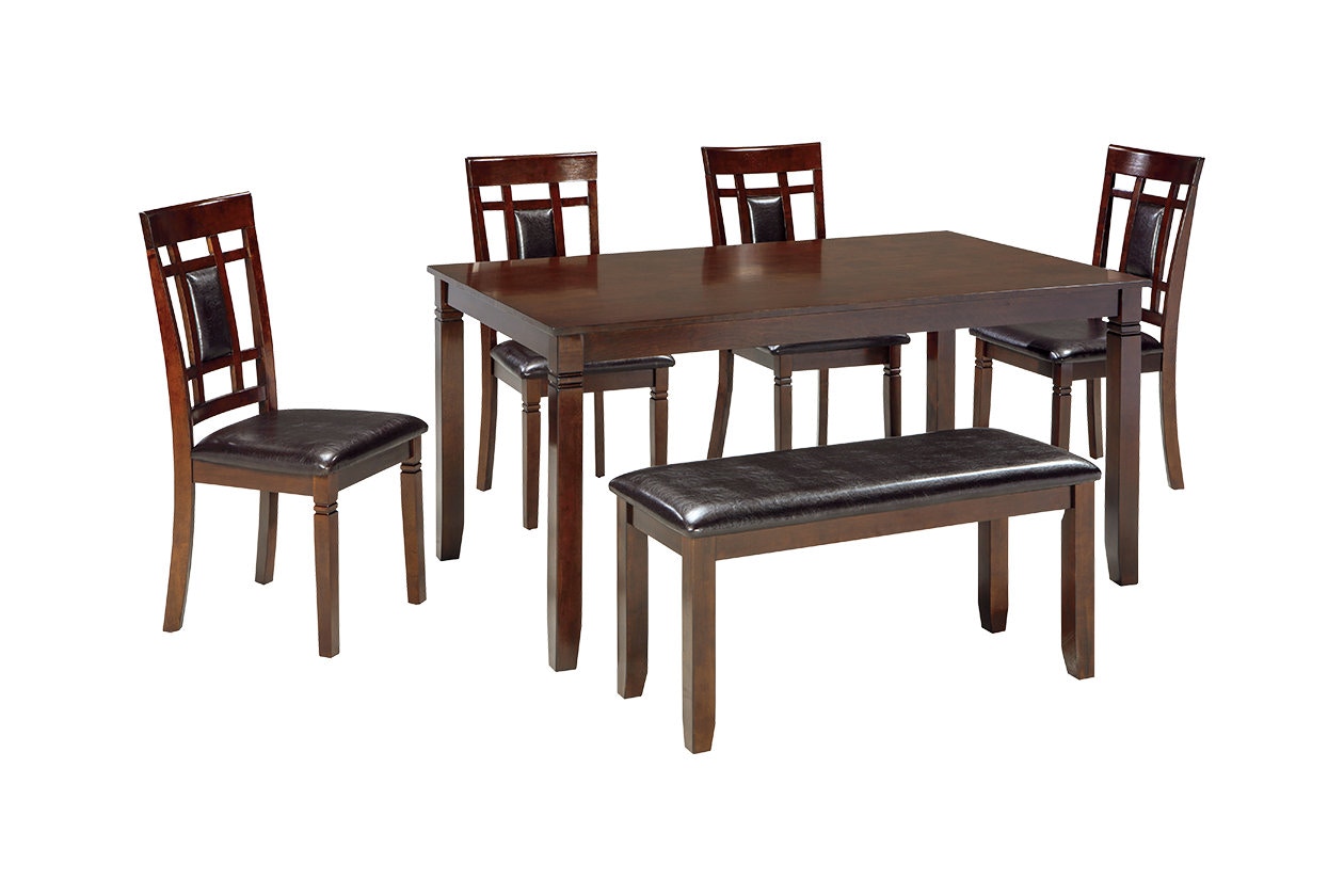 Ashley Bennox Bennox Dining Table and Chairs with Bench (Set of 6) D384 ...