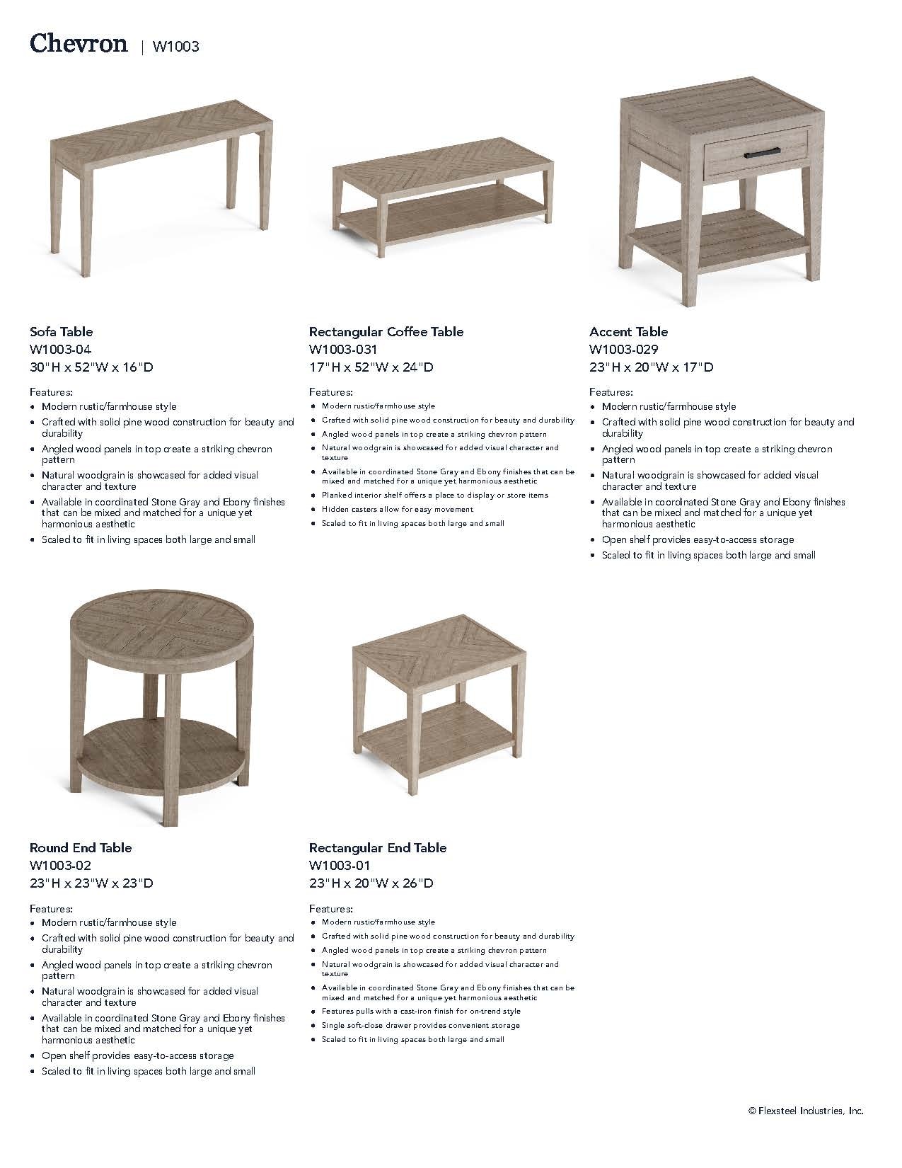 Flexsteel Chevron Rectangular End Table W1003-01 - Portland, OR | Key ...