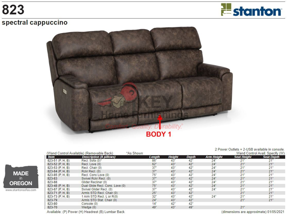 Stanton Furniture Power Headrest and Lumbar Reclining Chair 82353B ...