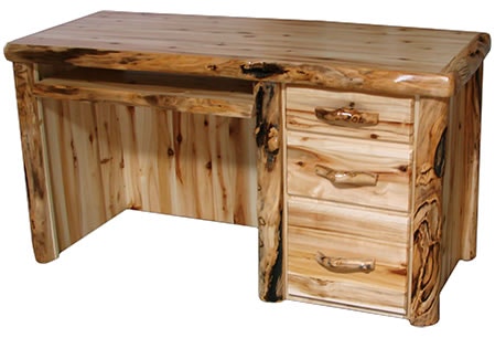 Rustic Log Home Office Desk in Flat Front (54W) in Wild Panel & Gnarly ...