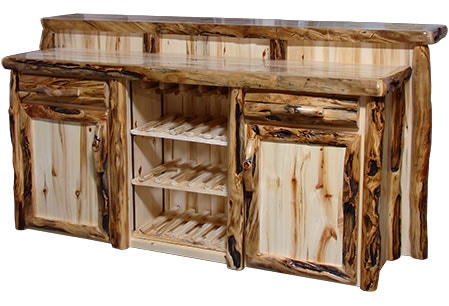 Rustic Log Casual Dining Deluxe Staggered Bar in Log Front (72W) in ...