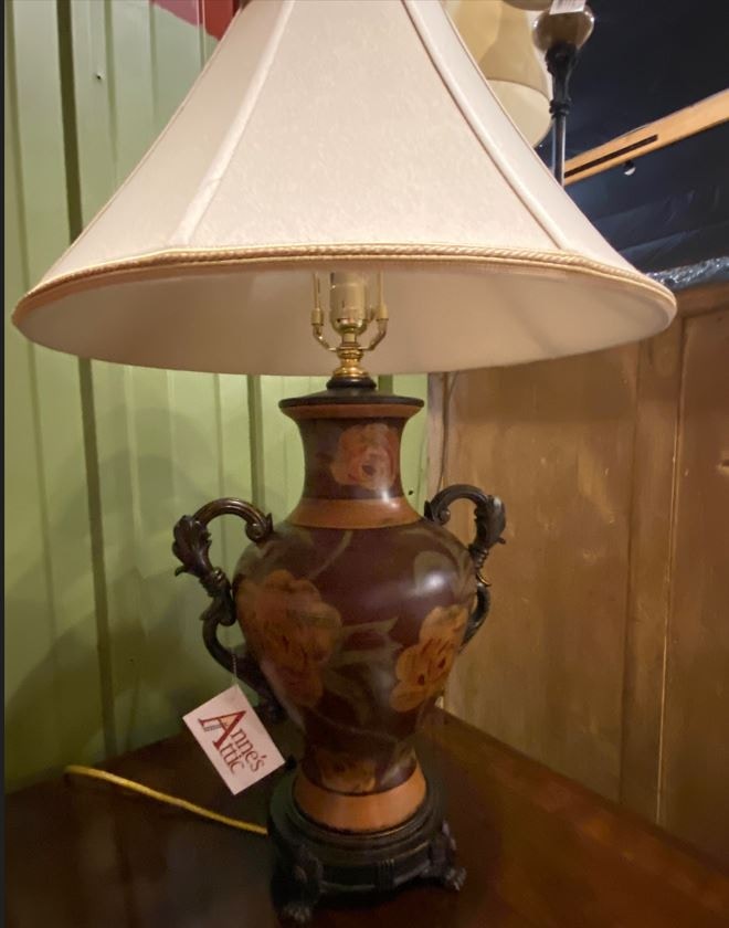 Shop Anne's Attic Red & Green Floral Painted Lamp *106AT14806 - High ...