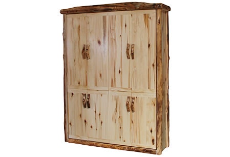 Rustic Log Bedroom Murphy Bed in Flat Front Queen in Natural Panel ...
