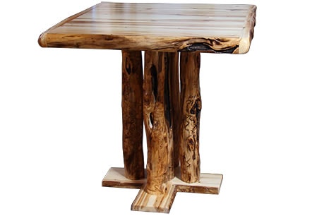 Rustic Log Living Room Pub Table (42W) in Wild Panel and Gnarly Log ...