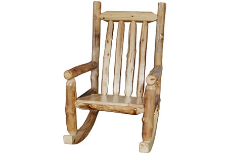 Rustic Log Living Room Rocker (Chair) in Natural Panel & Natural Log ...