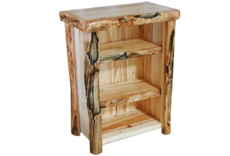 Rustic Log Living Room Short Bookcase (27W) in Wild Panel & Gnarly Log ...