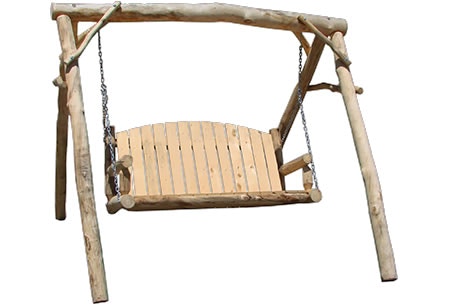 Rustic Log Outdoor Furniture Yard Swing (60W) in Natural Panel ...