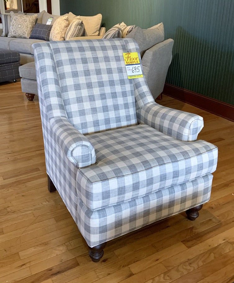 Craftmaster Gray & Ivory Plaid Accent Chair