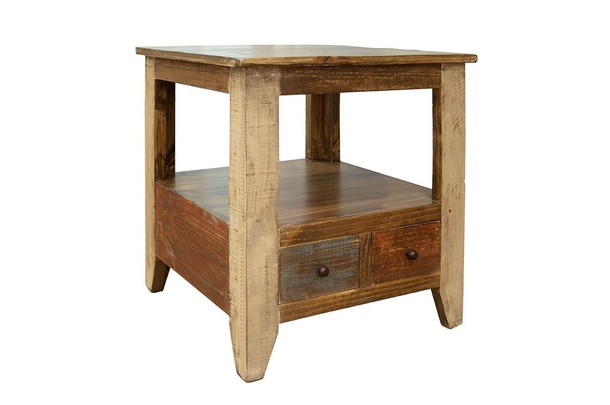 International Furniture Direct Antique Multicolor Square End Table is ...