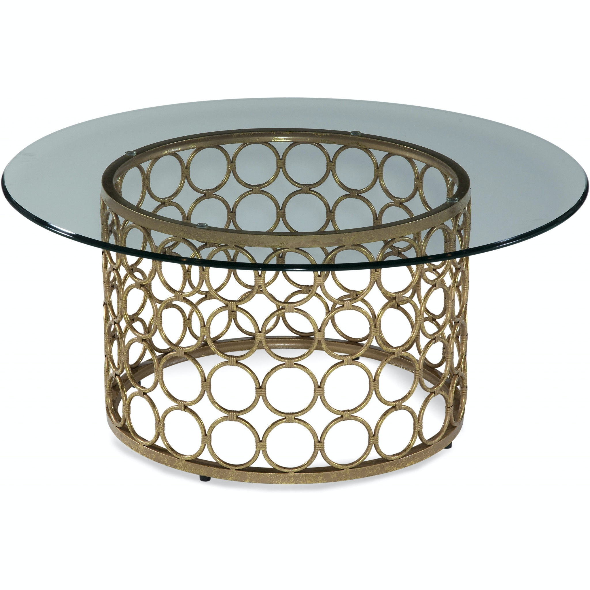 Clearance Bassett Mirror Company Carnaby 38"RD Glass Top Cocktail Table ...