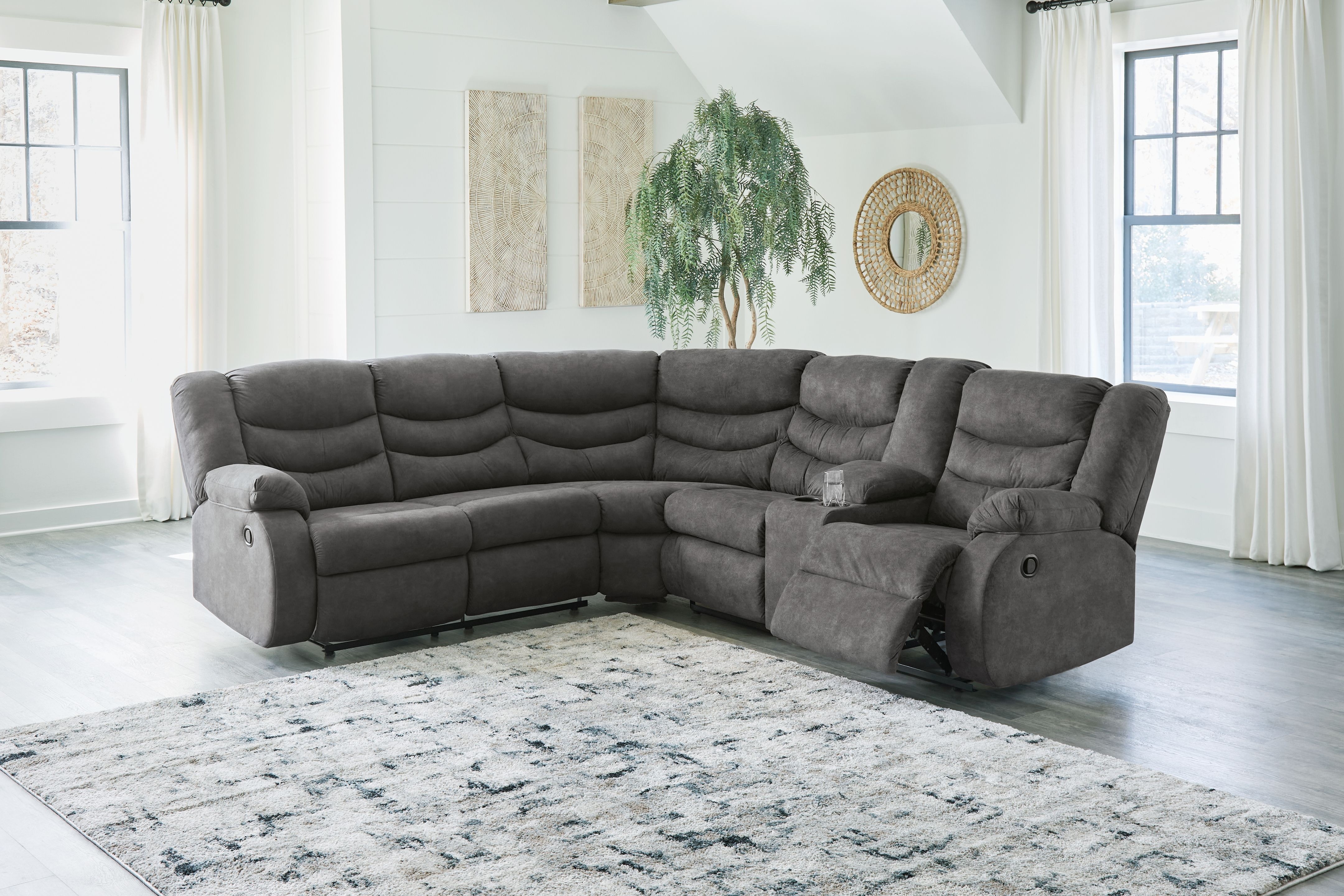 Ashley Partymate 3 Piece Reclining Sectional Set 36903-48-49-25 ...