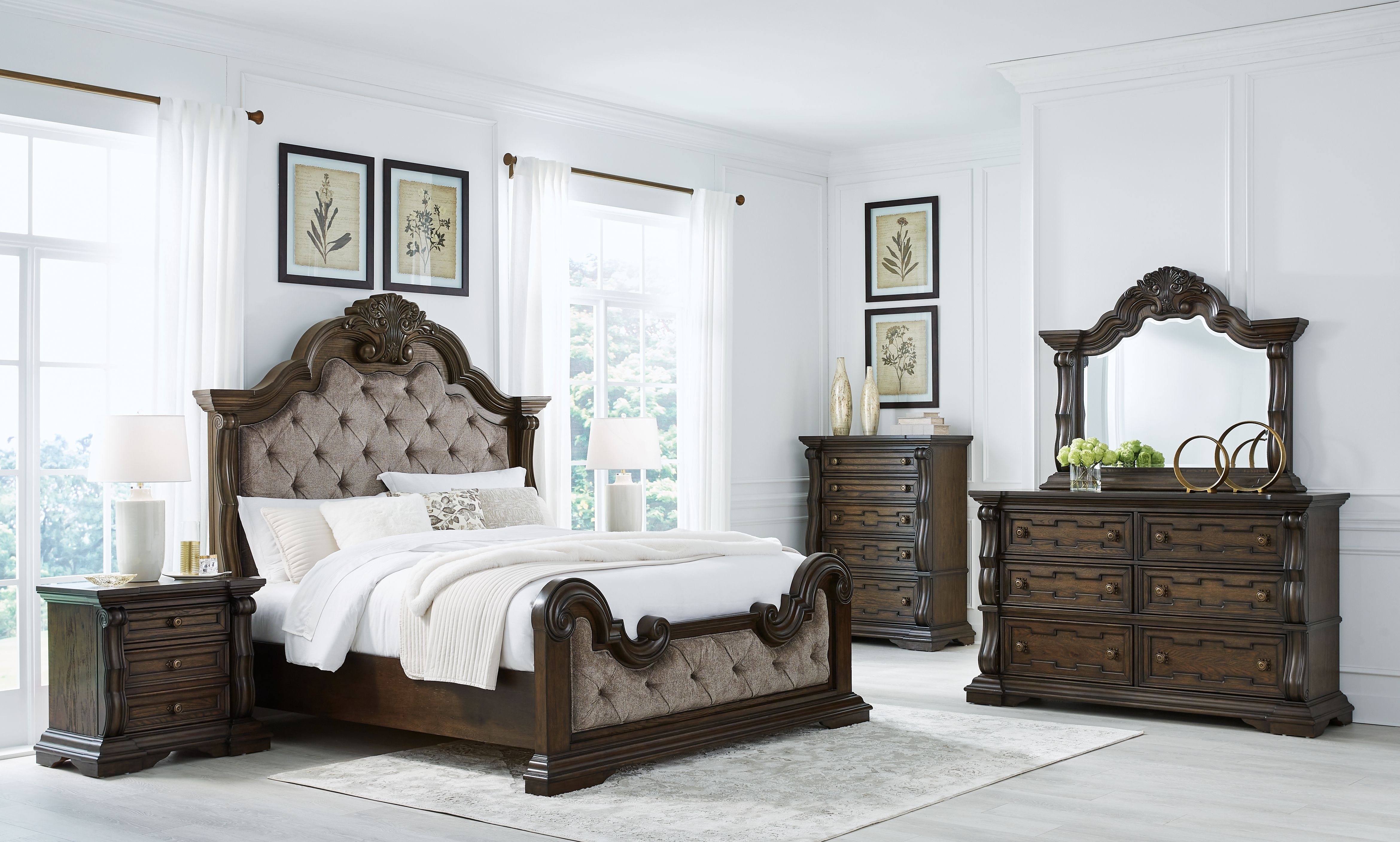 Ashley Maylee 7 Piece King Upholstered Bed Set B947-31-36-58-56-97-93-2 ...