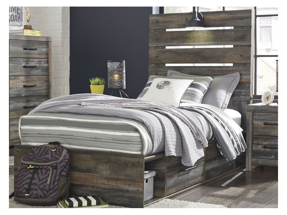Ashley Drystan Twin Panel Bed with Storage B211-53-52-50-2-B100-11 ...