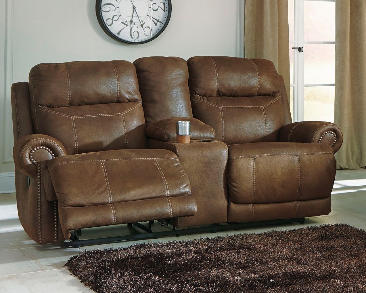 Austere brown reclining sofa store
