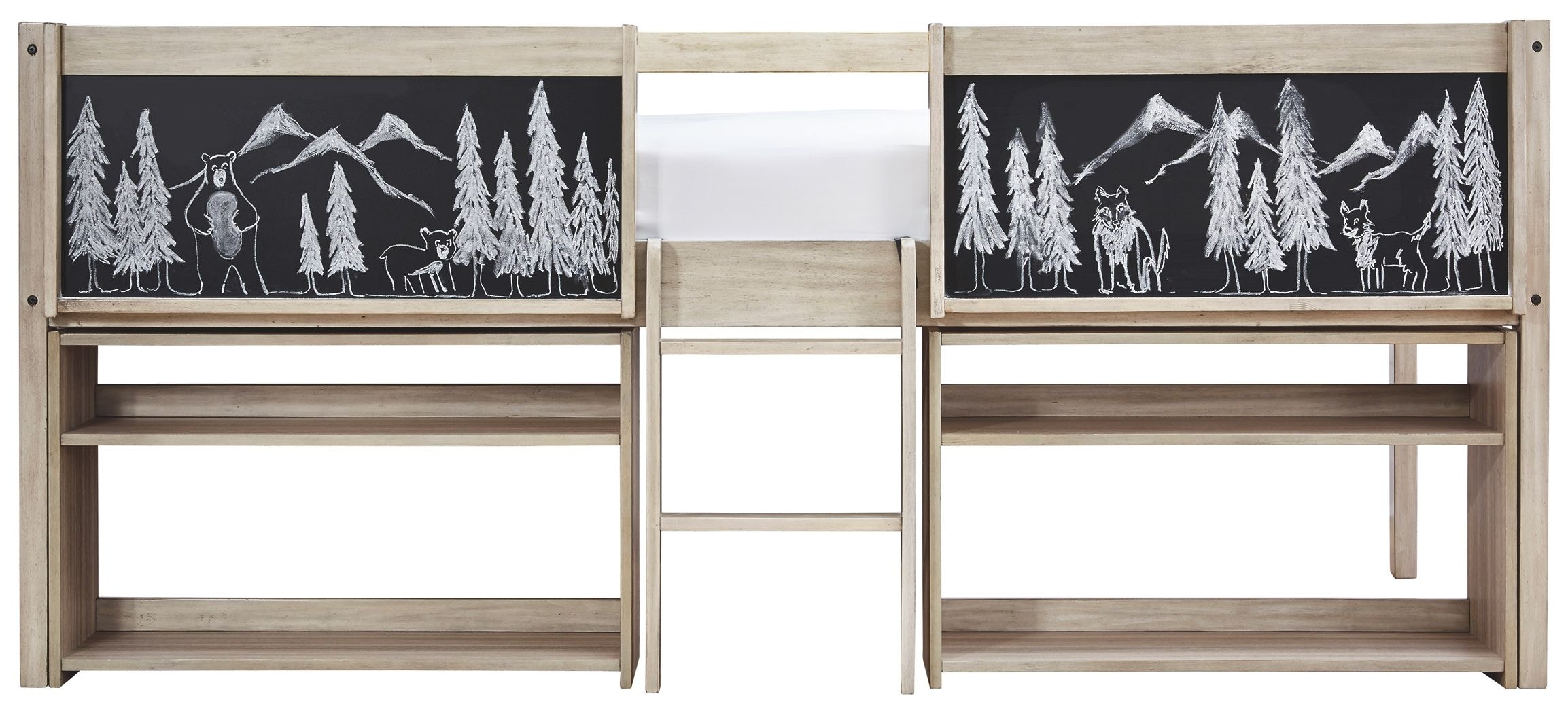 Ashley Wrenalyn Twin Loft Bed With Underbed Bookcases B081-62-62S ...