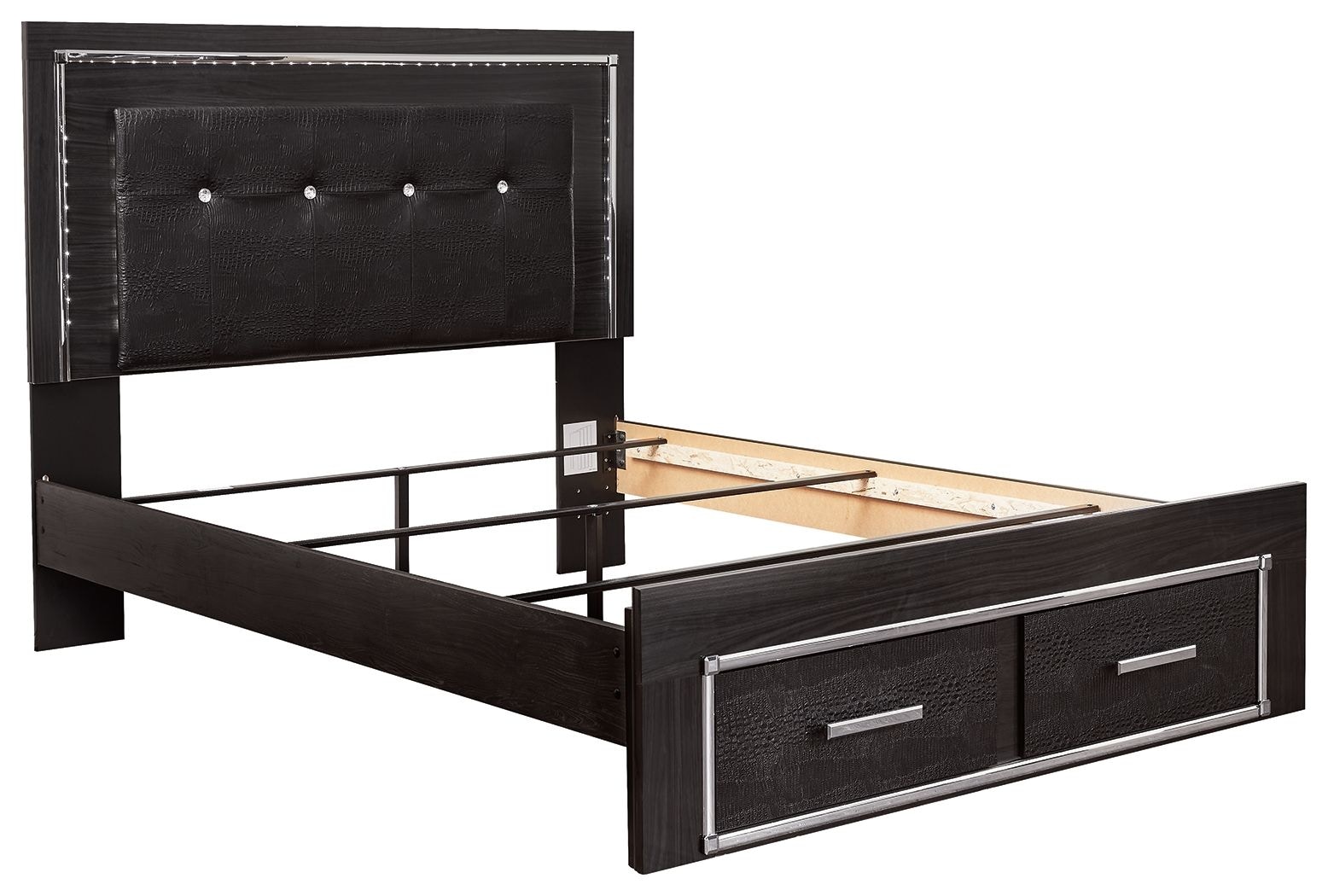 Ashley Kaydell Queen Upholstered Panel Bed with 2 Storage Drawers, Roll ...