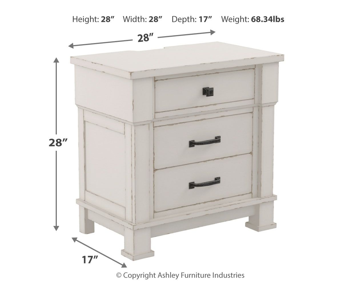 Ashley Jennily Three Drawer Night Stand B642-93 - Portland, OR | Key ...