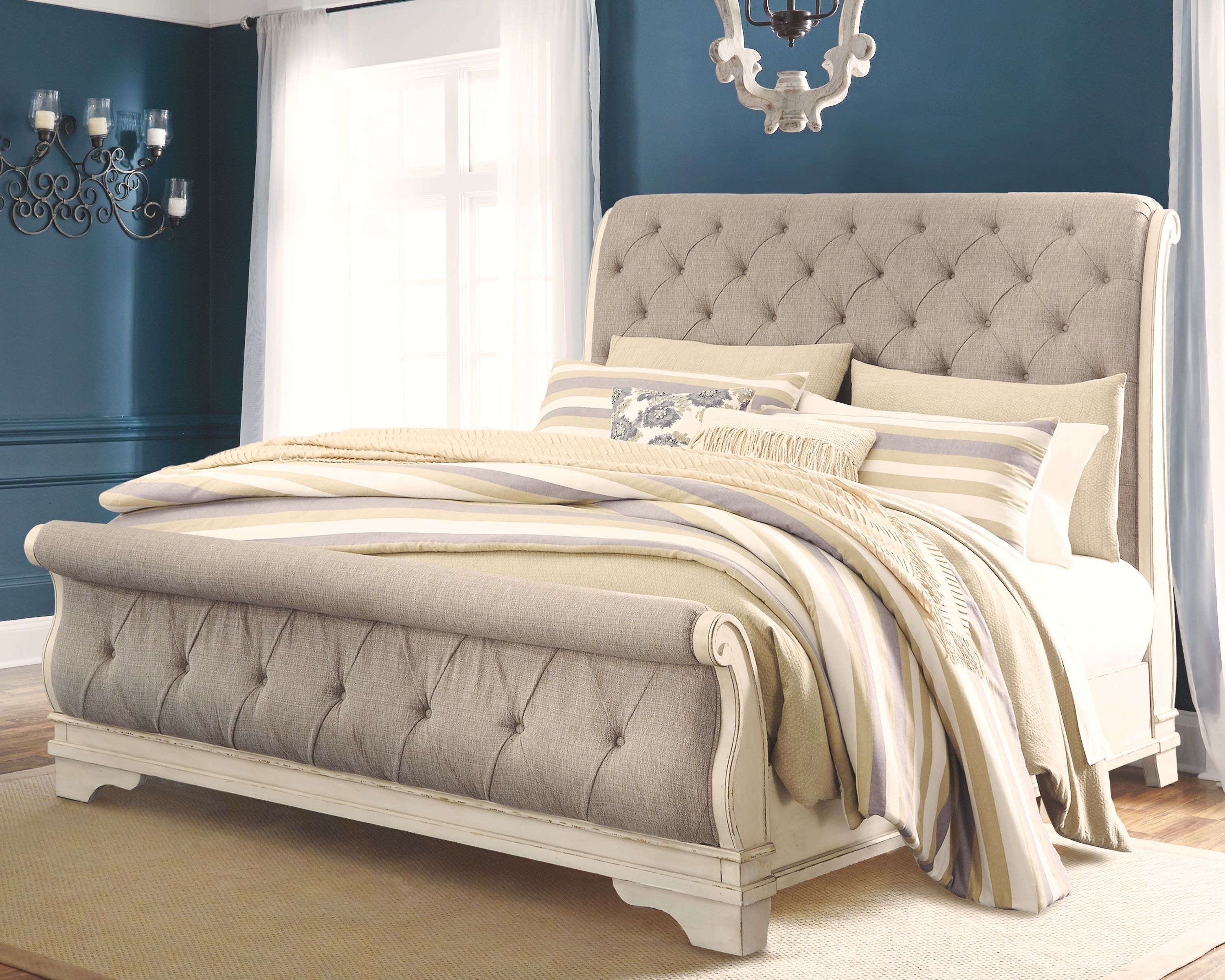 Ashley Realyn California King Upholstered Sleigh Bed B743-78-76-95 ...