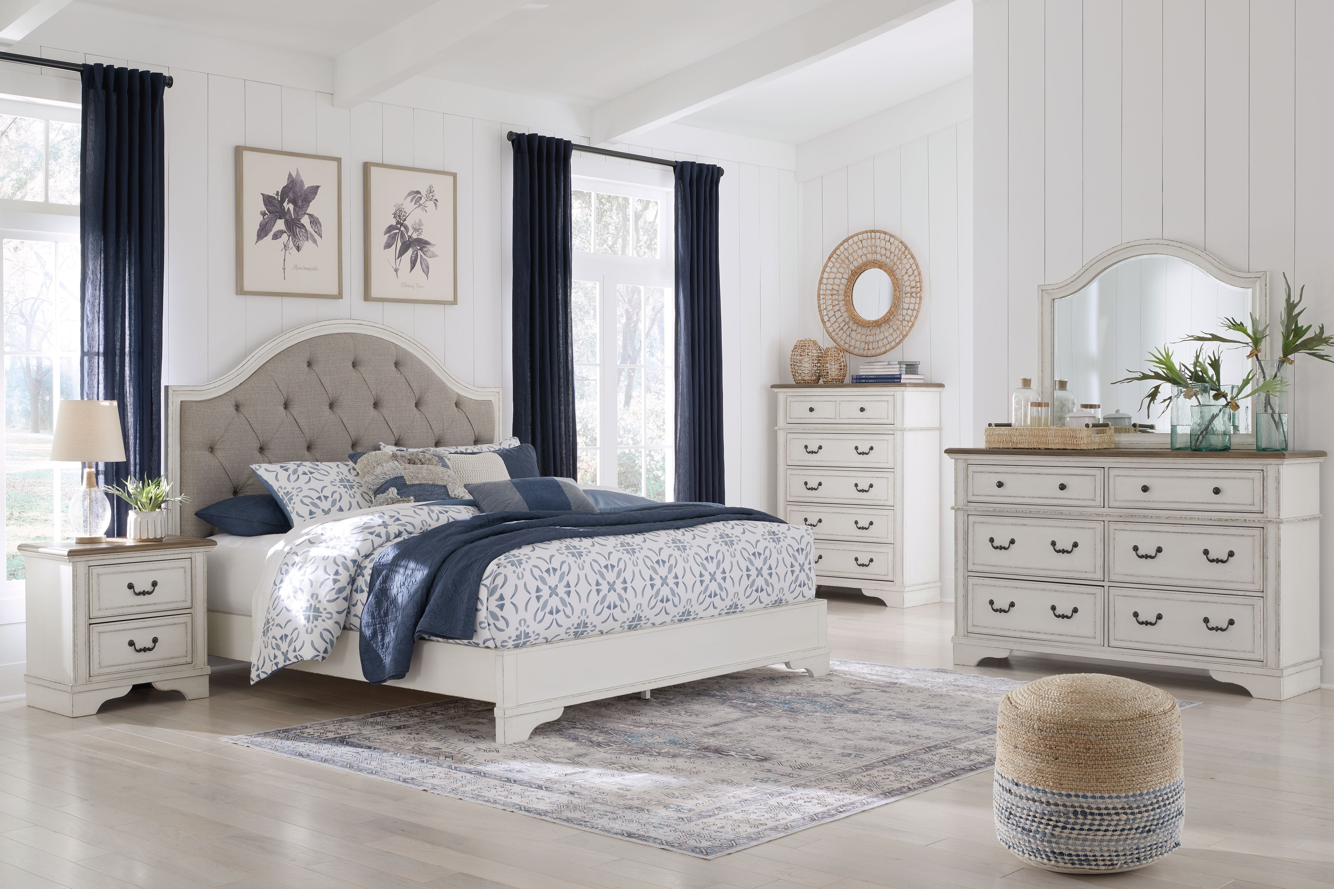 Ashley Brollyn 6 Piece Queen Upholstered Panel Bed Set B773-31-36-57-54 ...