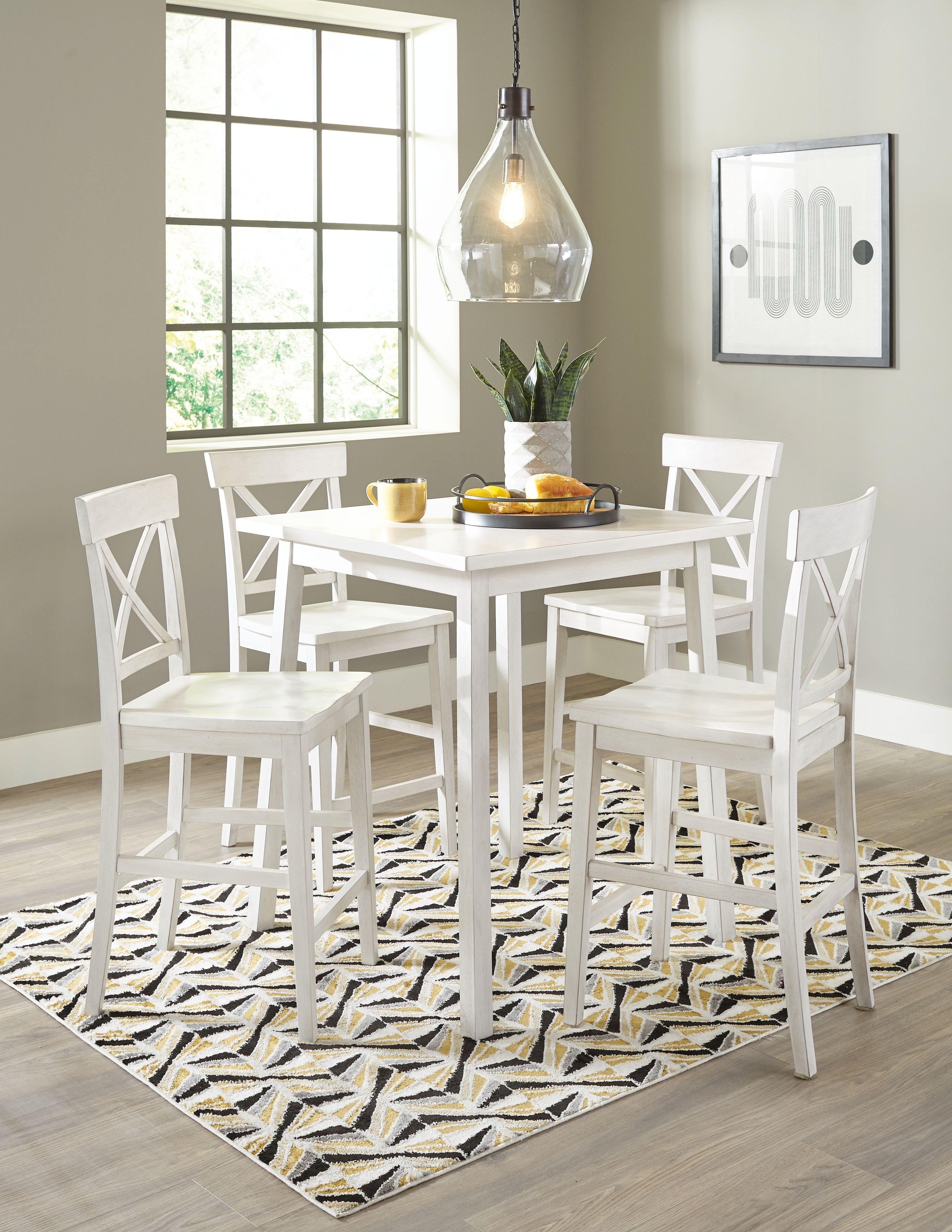 Ashley Stuven 5 Piece Square Counter Table Set D242-13-124-4 - Portland ...